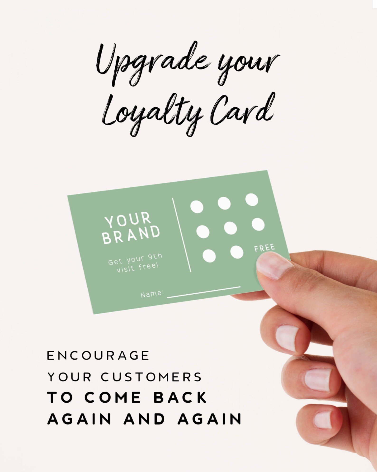 Printable Loyalty Card Template - Modern Rewards Card Green, Simple ...