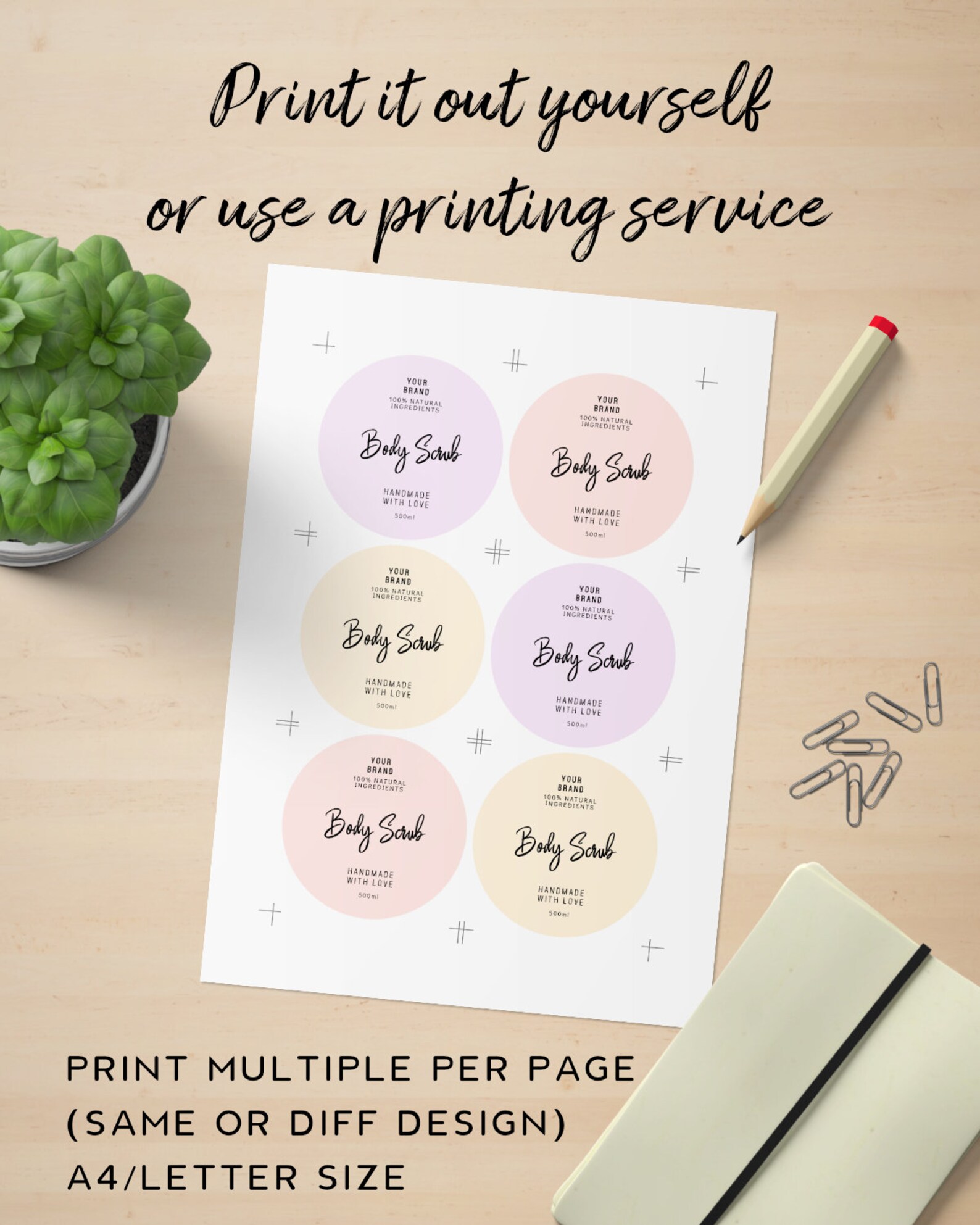 Circle Lid Label Design Body Scrub Label Template Round - Etsy