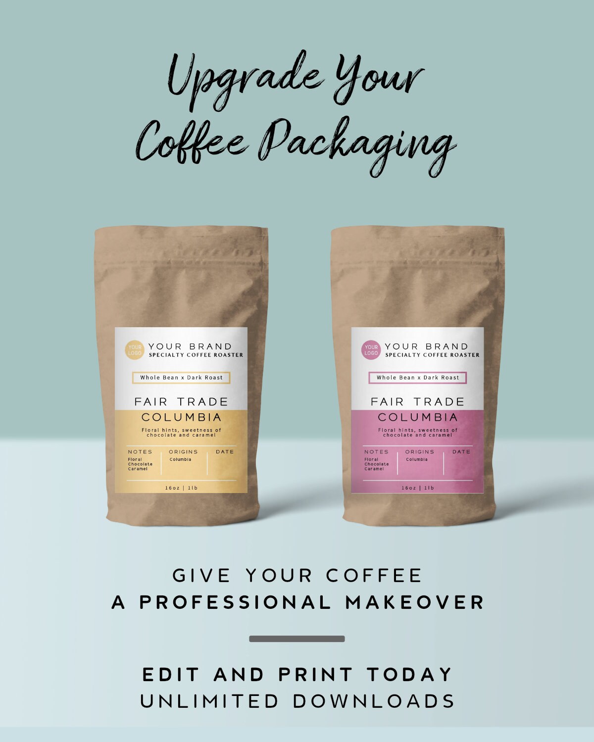 Ready to Print Coffee Label Template Minimalist Product - Etsy