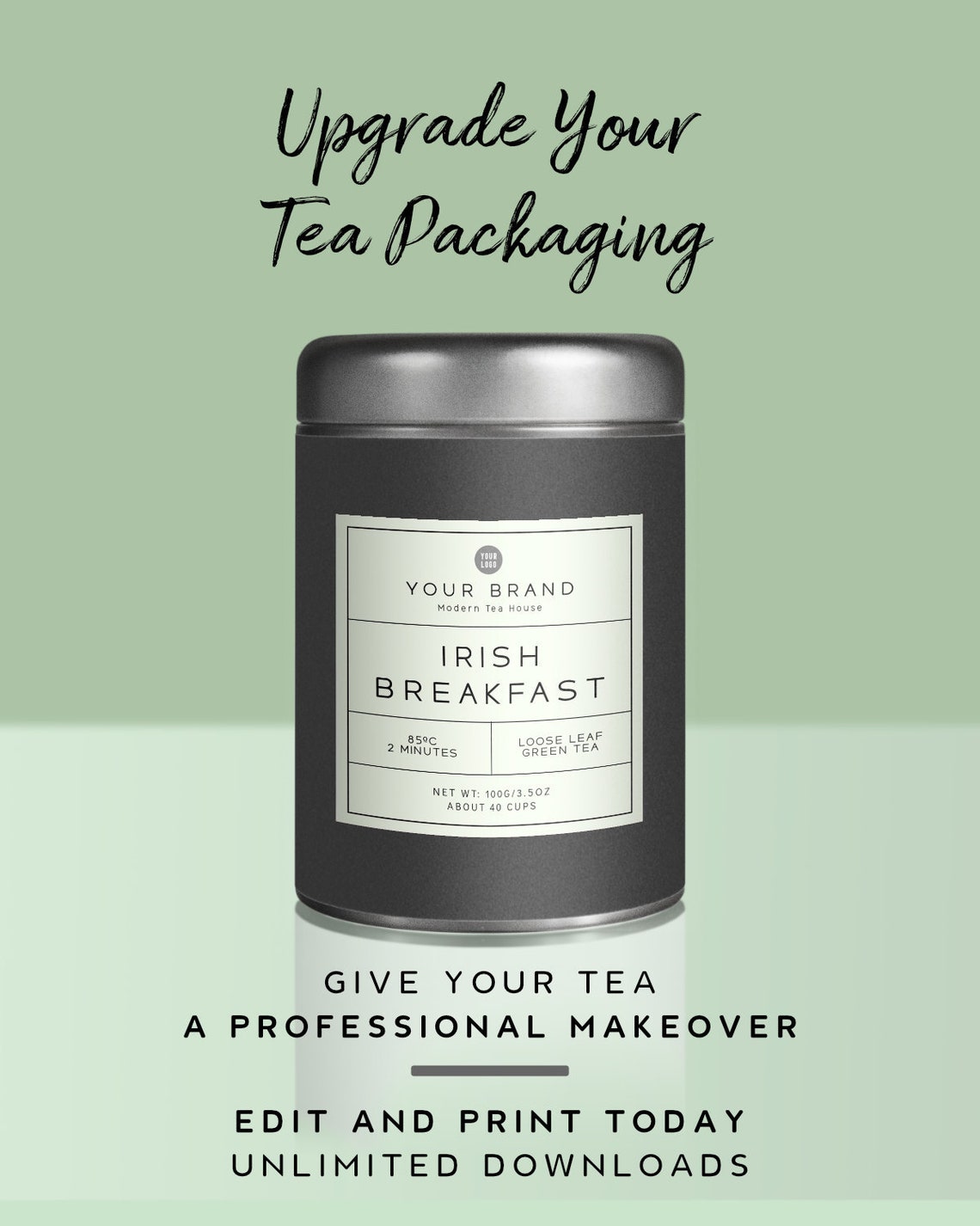 Custom Tea Packaging Label Template Printable Label Design - Etsy