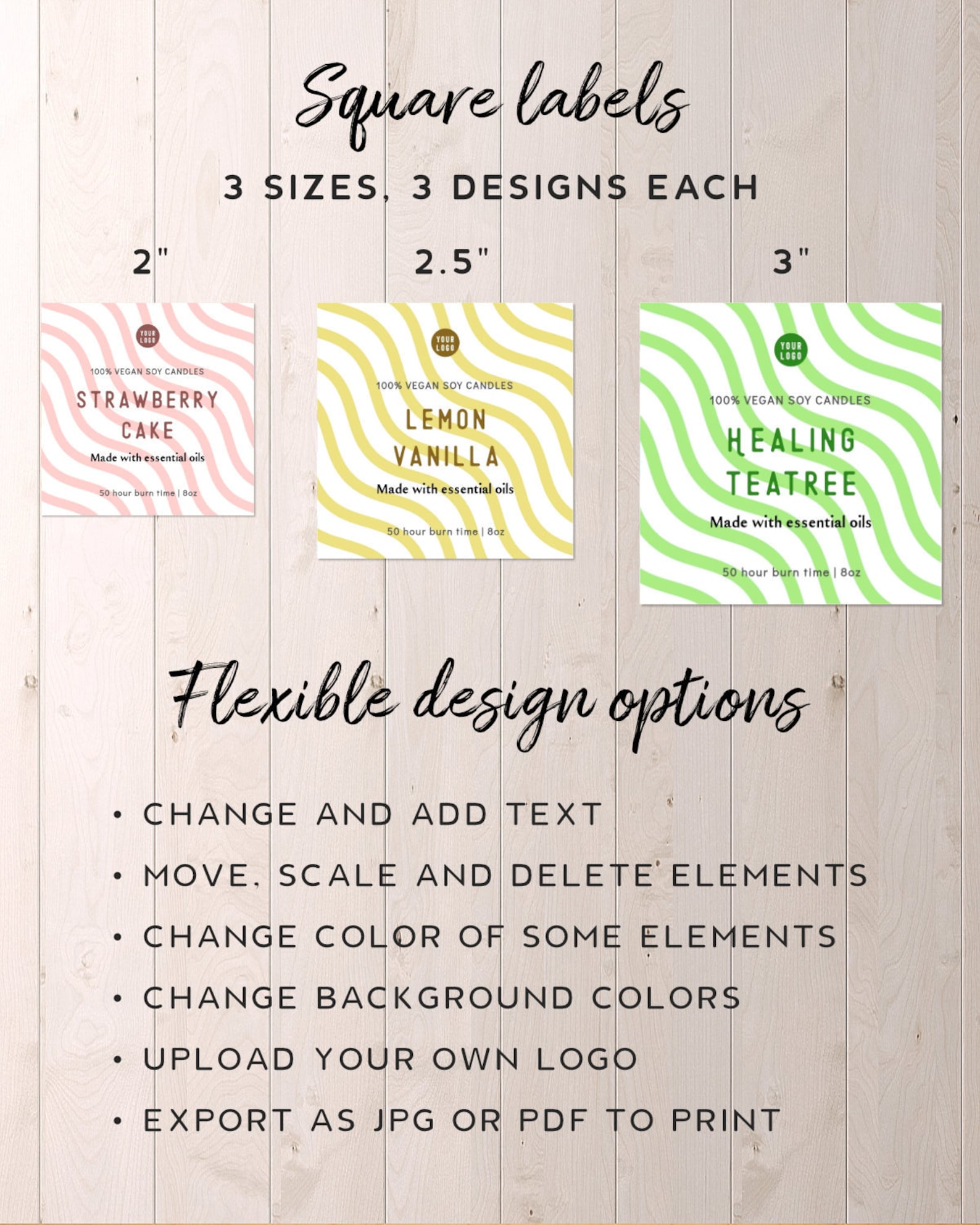 Pastel Printable Label Template With Logo - Pastel Label for Candles ...