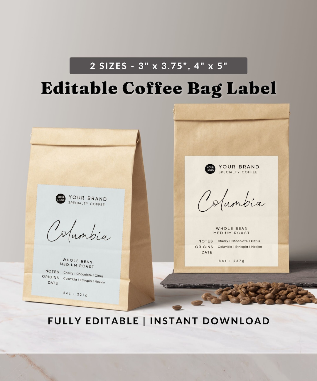 Calligraphy Product Label Template - Coffee Bag Label Design, Tea Label ...