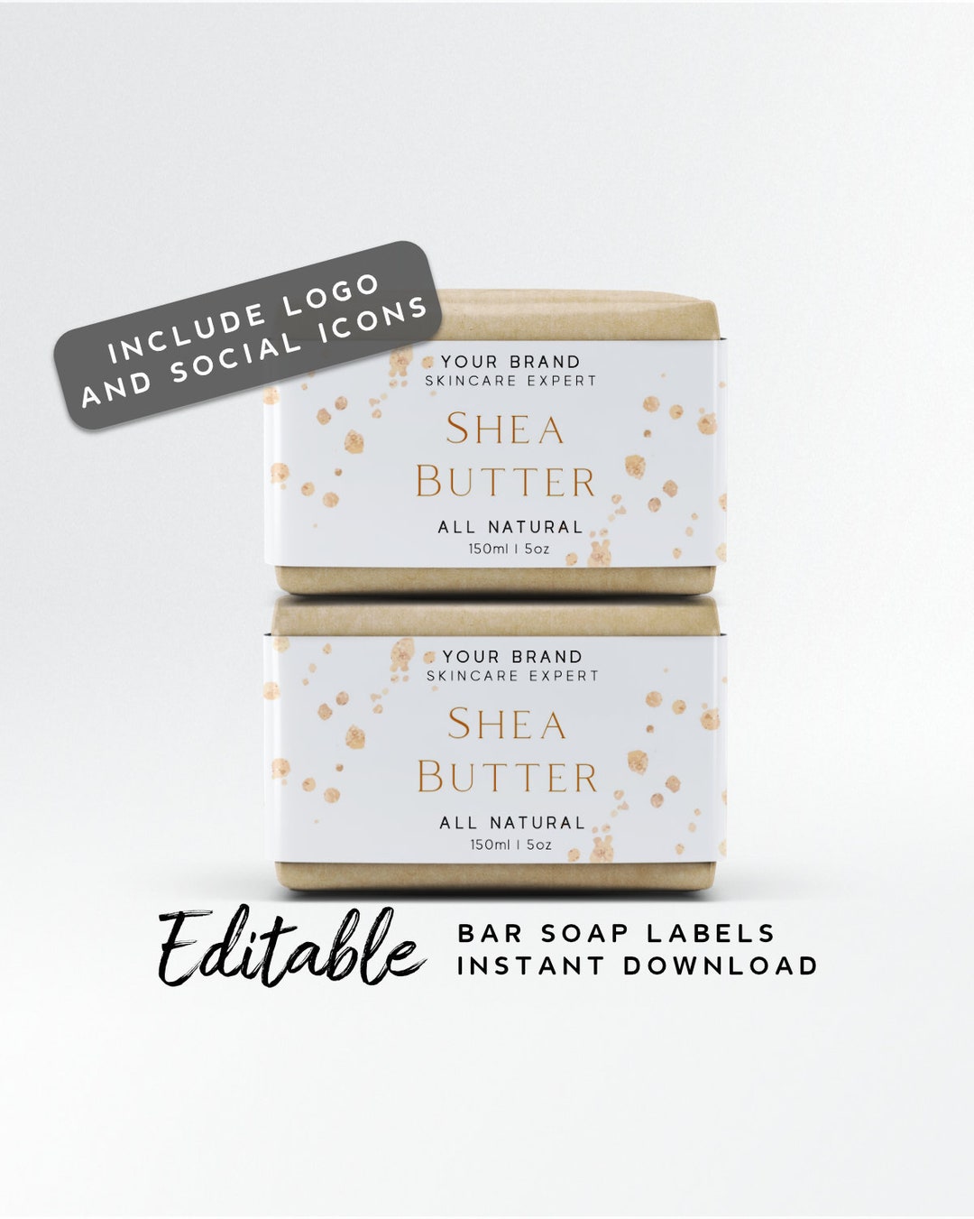 Gold Ink Soap Label Template - Elegant Soap Label Design, DIY Printable ...