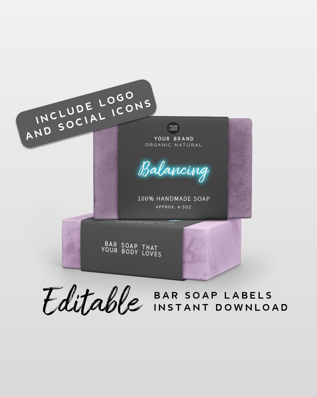 Printable Soap Label - Neon Light, Black Product Label, Soap Label ...