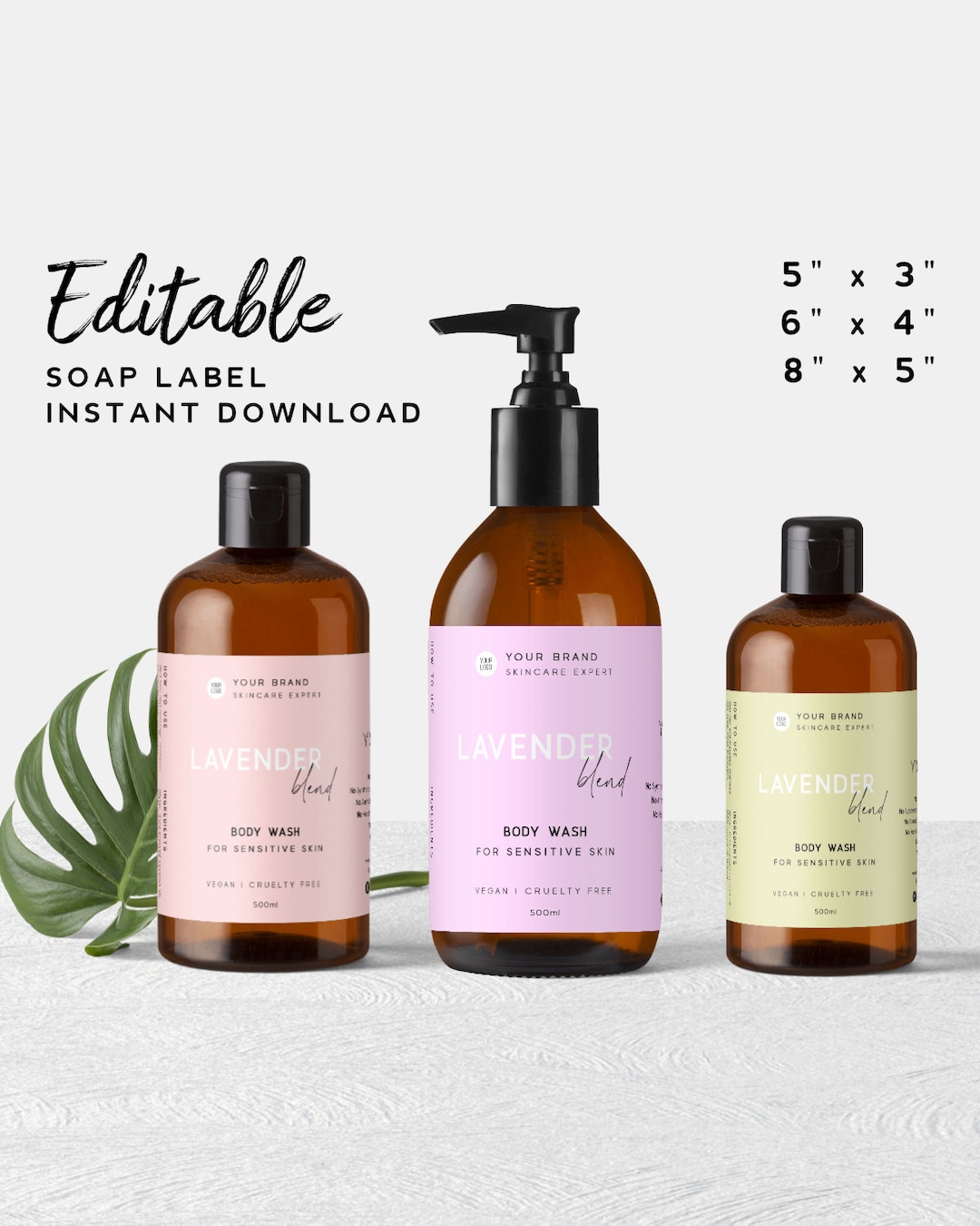 DIY Lotion Label Template - Editable Soap Label, Pastel Shampoo Bottle ...