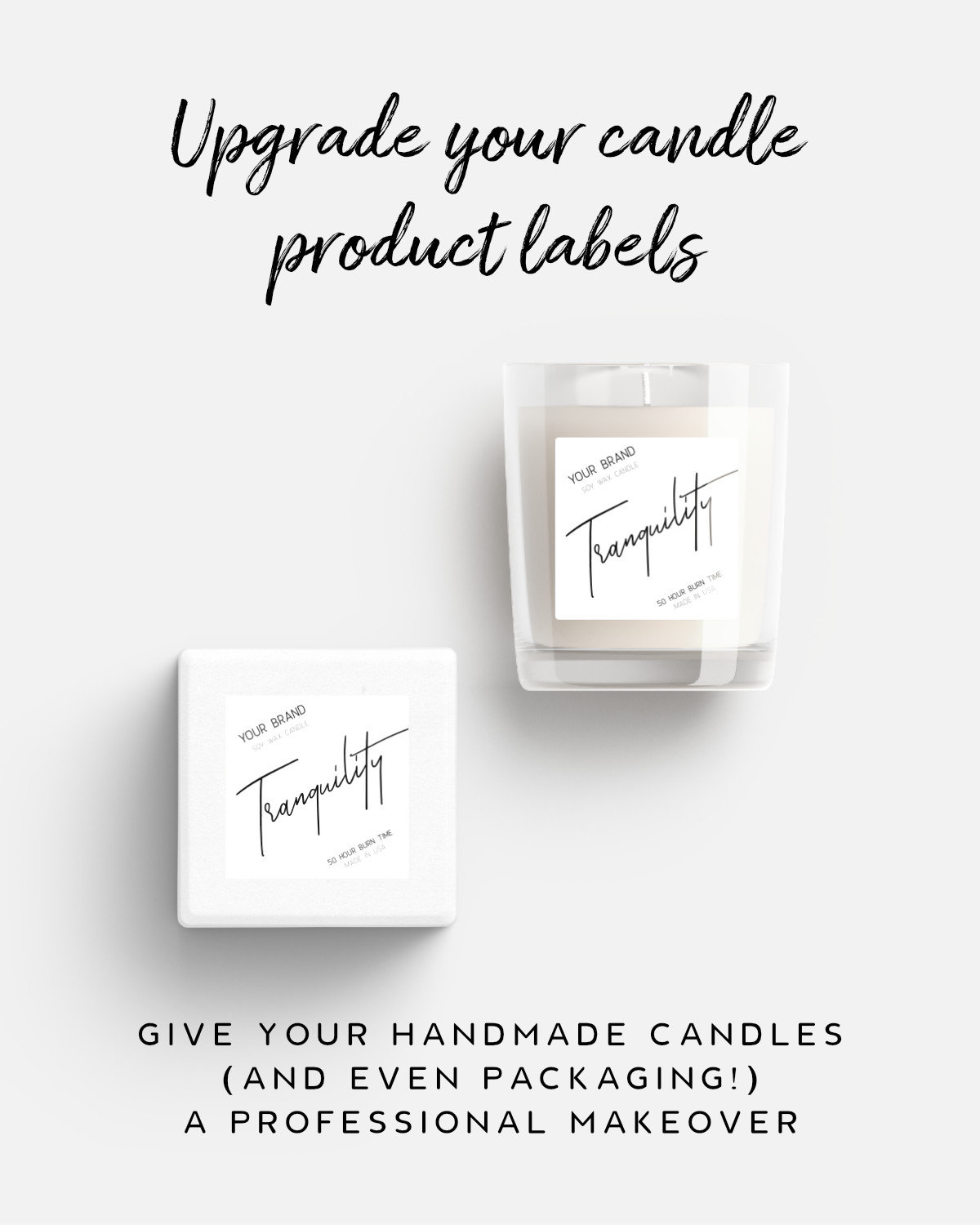 Handwritten Candle Label Sticker - Printable Soy Candle Label, Jar ...