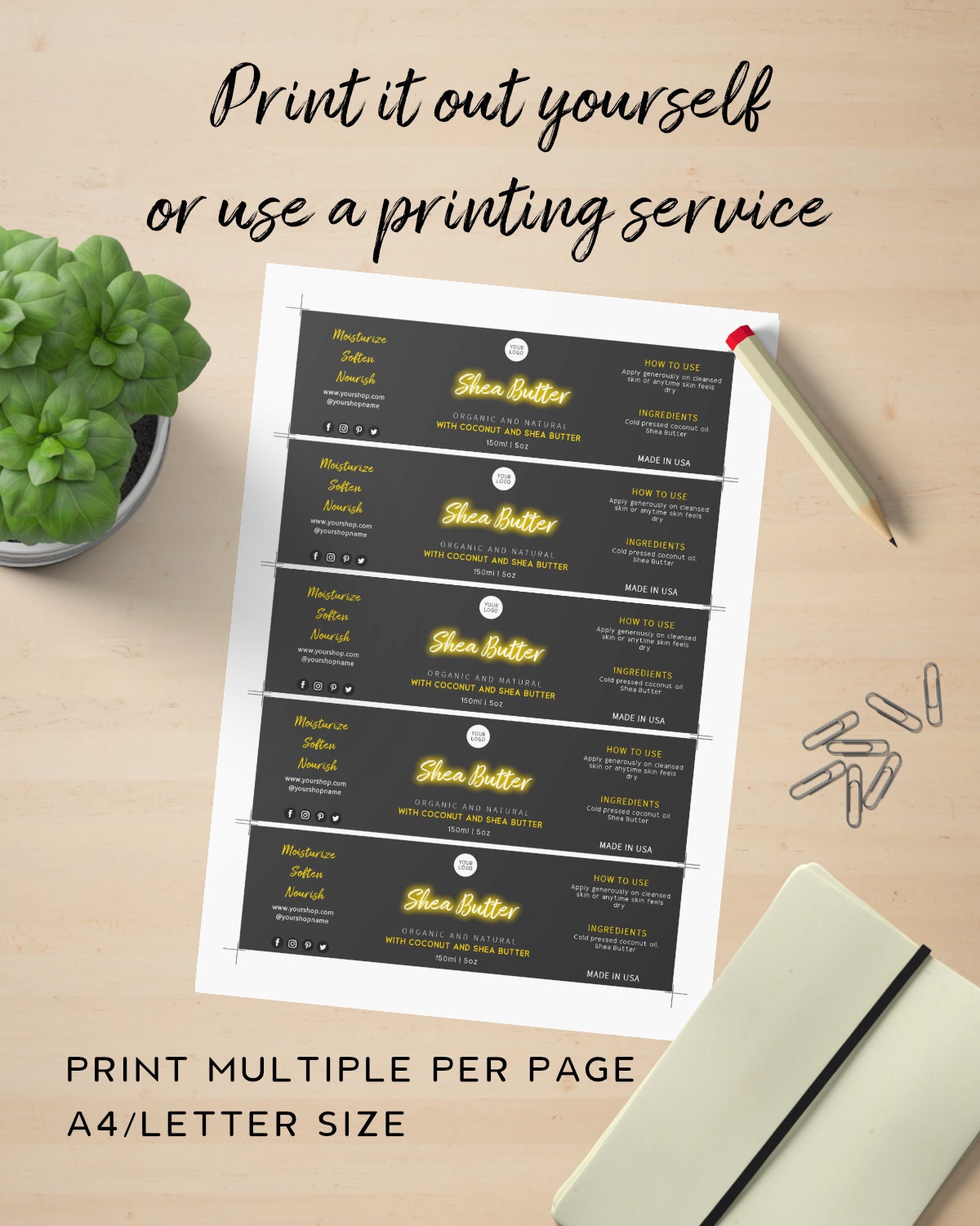 Neon Sign Product Label - Black Label for Jars, DIY Label Template, Tin ...