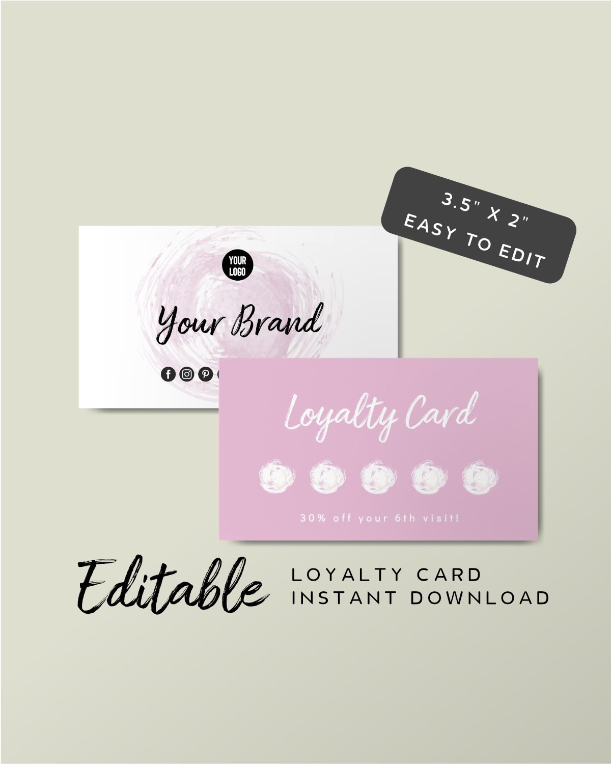 Printable Loyalty Card Template Pink Beauty Loyalty Card | Etsy