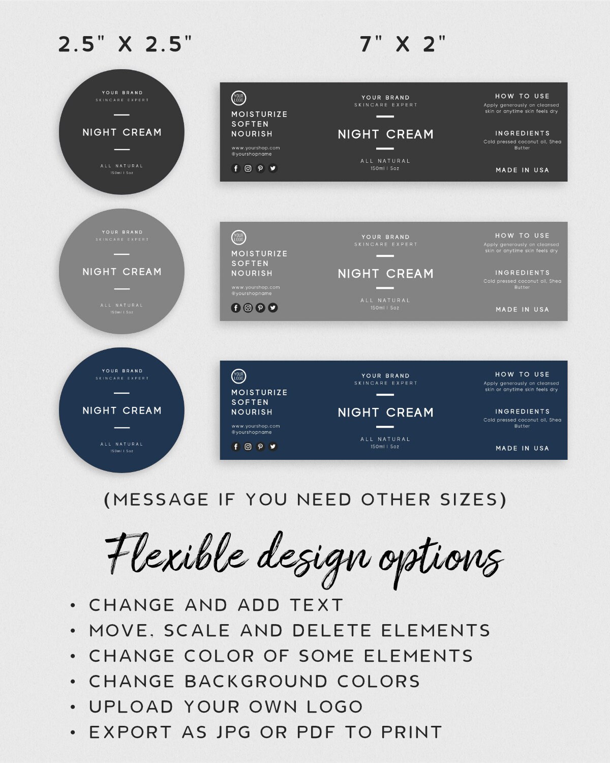 Black Jar Label Template Product Label for Jars Wrap Around | Etsy