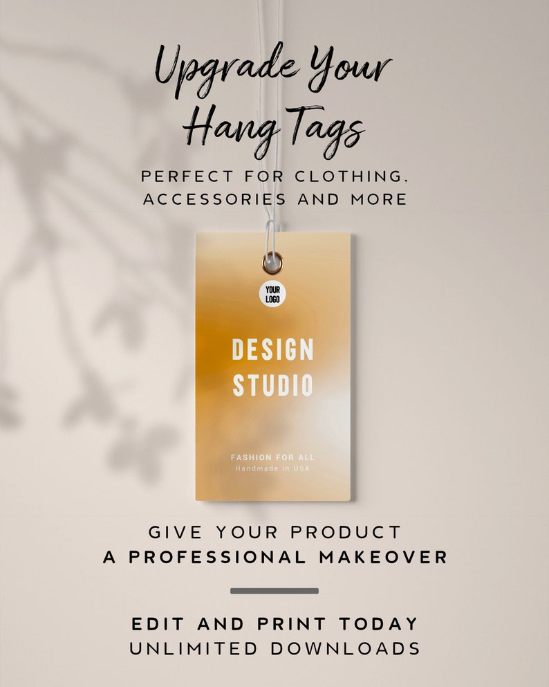 Printable Product Tag Template - Yellow Hang Tag Design, Minimalist ...