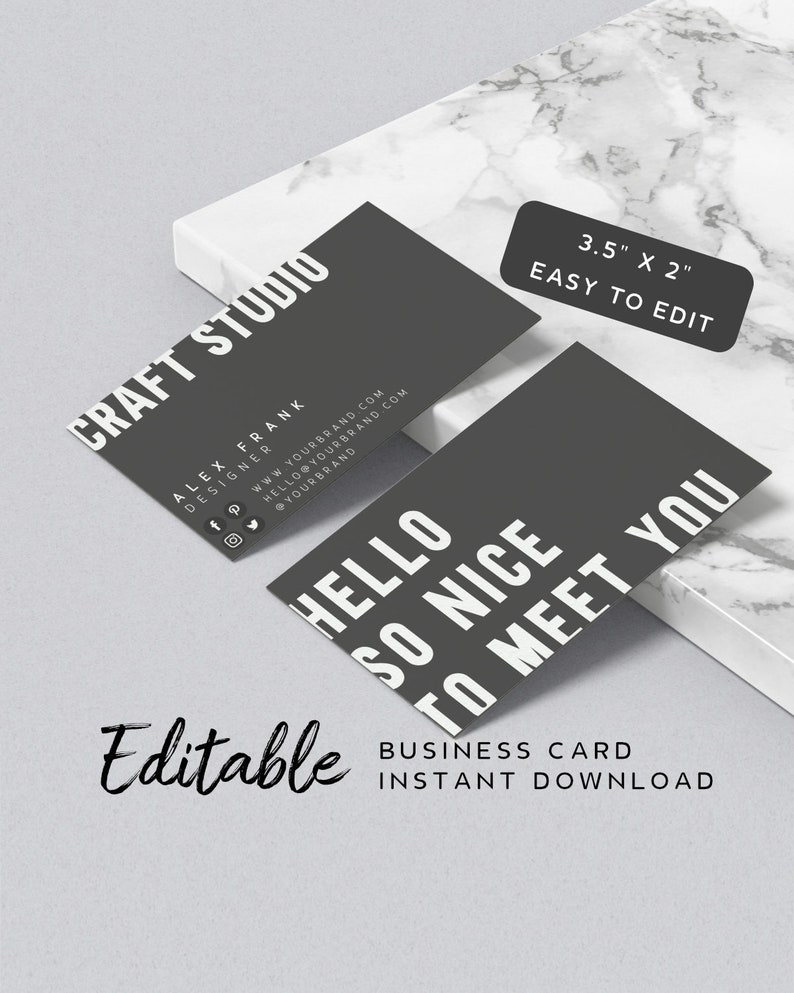 Bold Business Card Template Printable - Business Card Design Black and ...