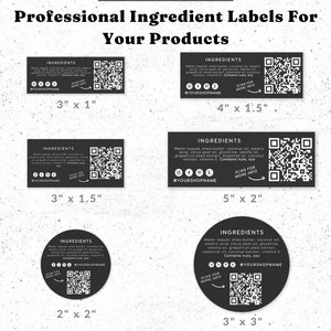 QR Code Black Ingredient Label Template - Bakery Label, Ingredient ...