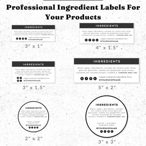 Printable Ingredient Sticker With Social Media Icons - Custom ...