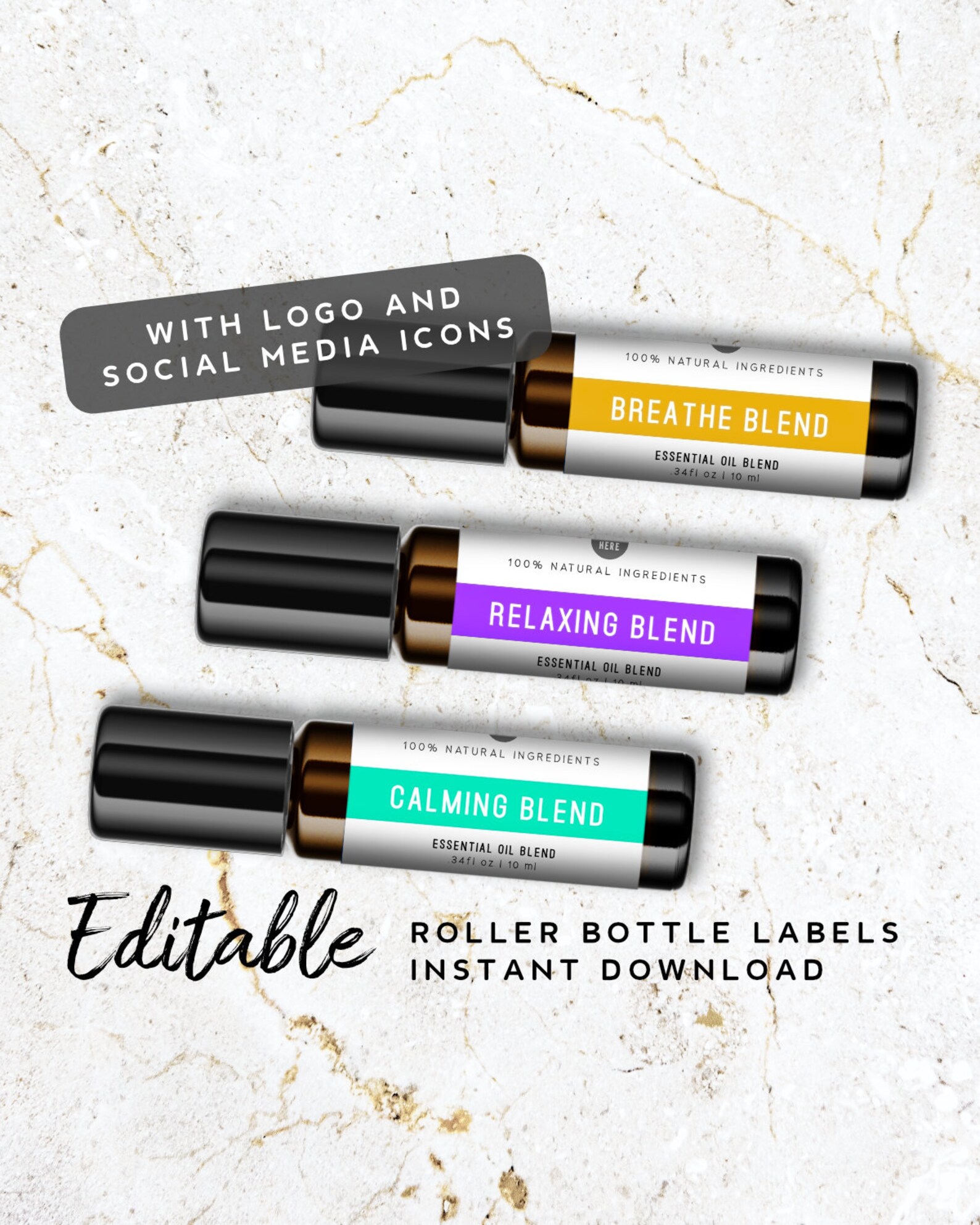Editable Essential Oil Label Template - Colorful Product Label Design ...