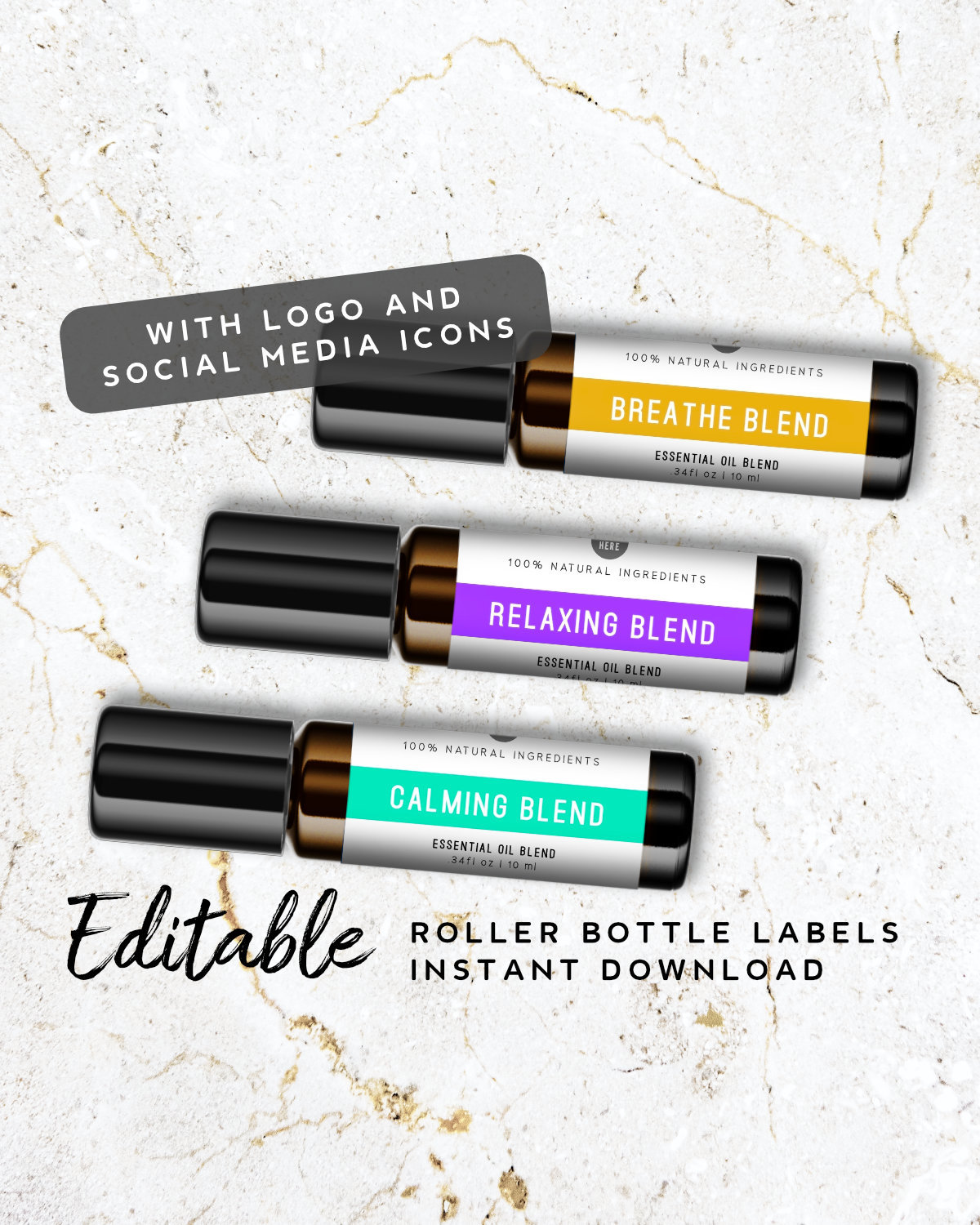 Editable Essential Oil Label Template Colorful Product Label | Etsy