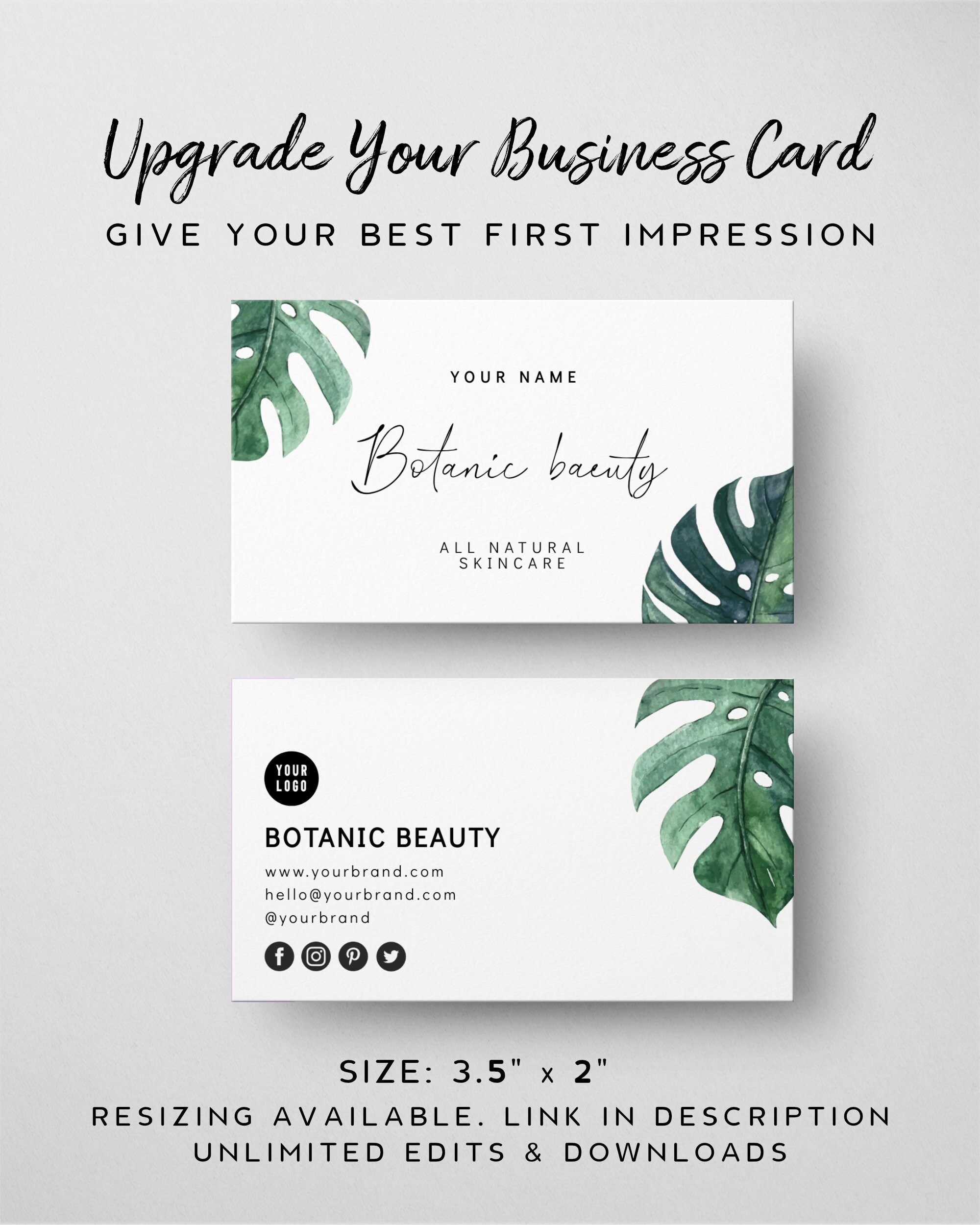 Plant Business Card Design Template Greenery Call Card - Etsy