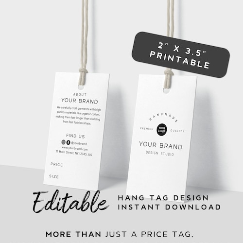 Minimalist Product Tag Template White Hang Tag Printable | Etsy