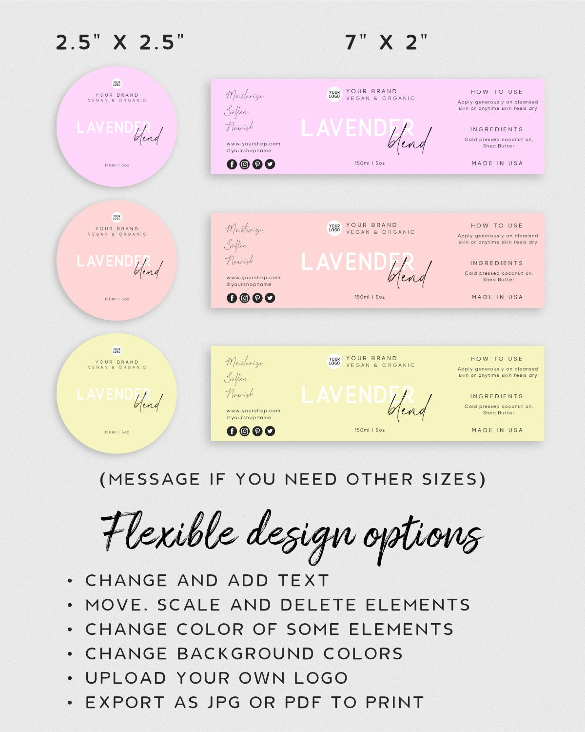 Pastel Purple Jar Label Template - Product Label for Jars, Wrap Around ...