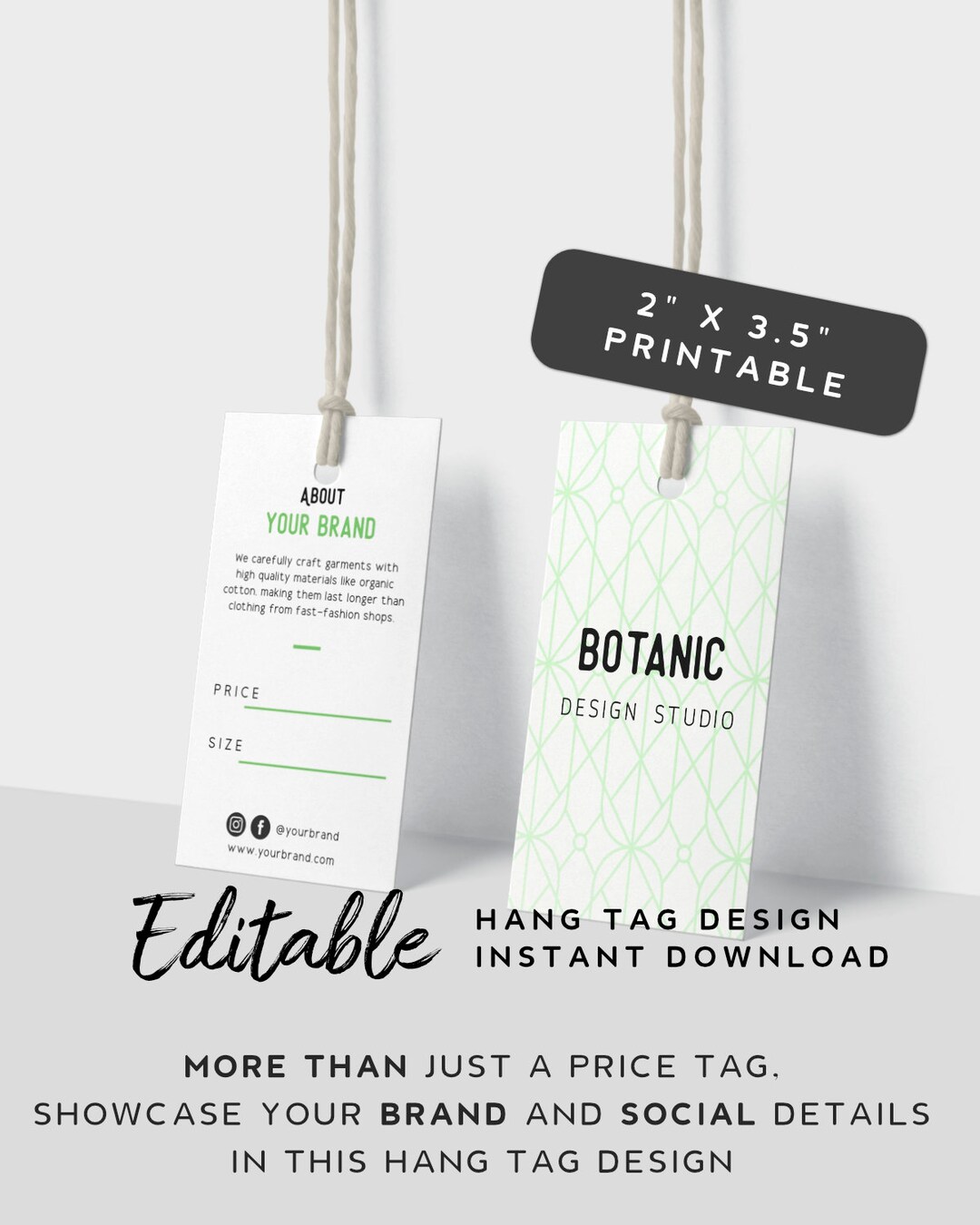 Editable Hang Tag Template Modern Product Tag Instant - Etsy