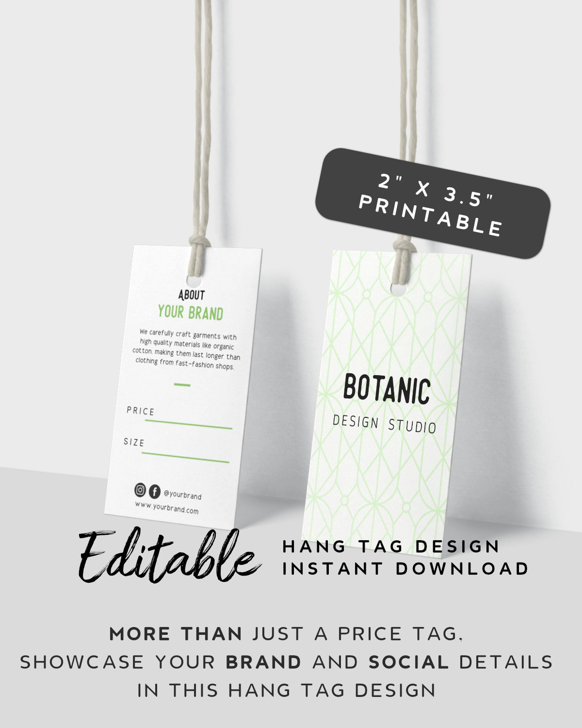 Editable Hang Tag Template Modern Product Tag Instant | Etsy