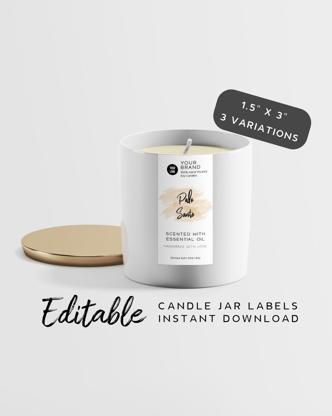 Ready to Print Candle Jar Label Template - Minimalist Label Design ...