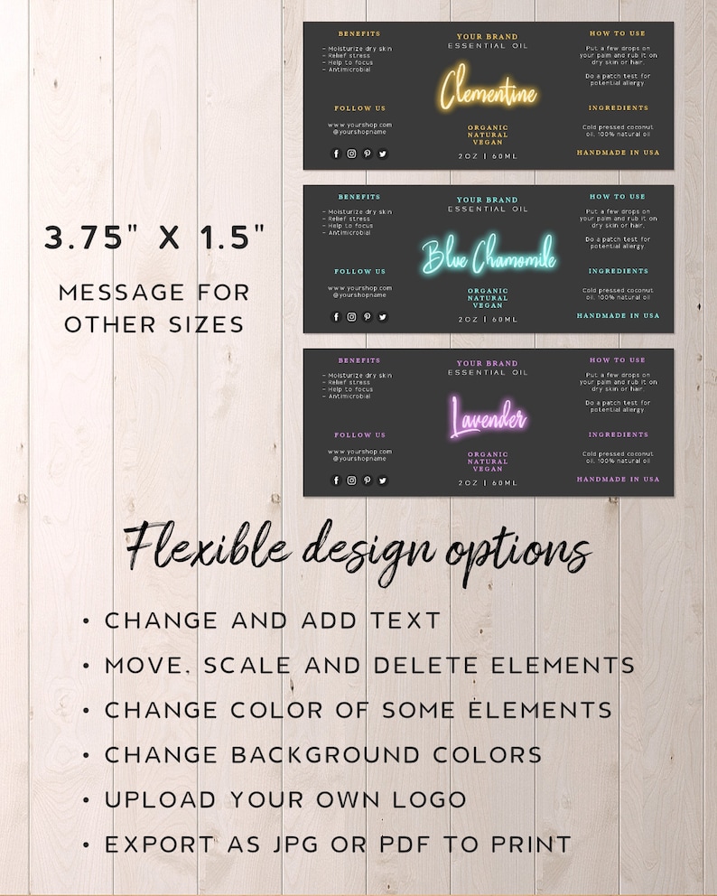 Neon Light Product Label Template Printable - Neon Light Label Design ...