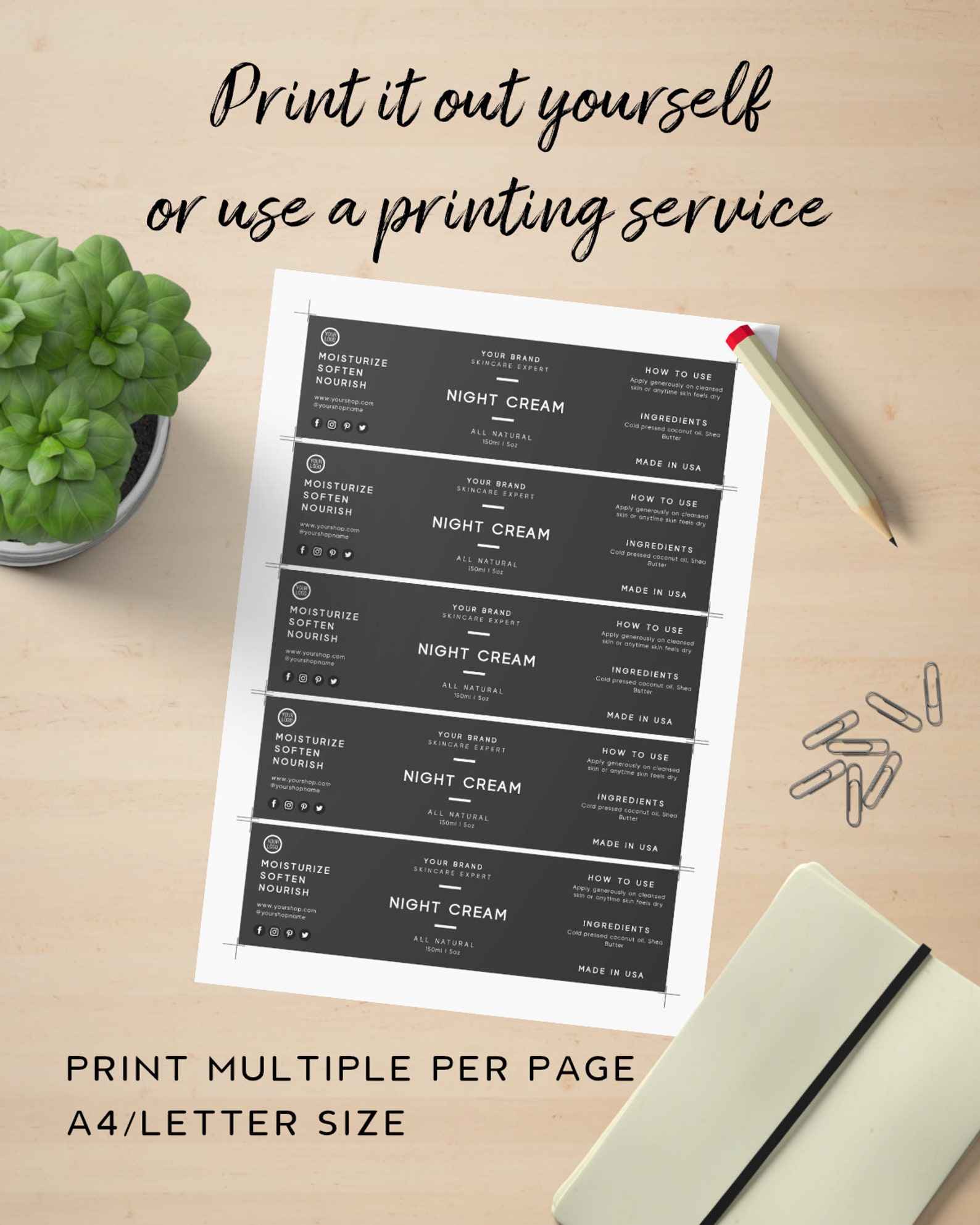 Black Jar Label Template Product Label for Jars Wrap Around | Etsy