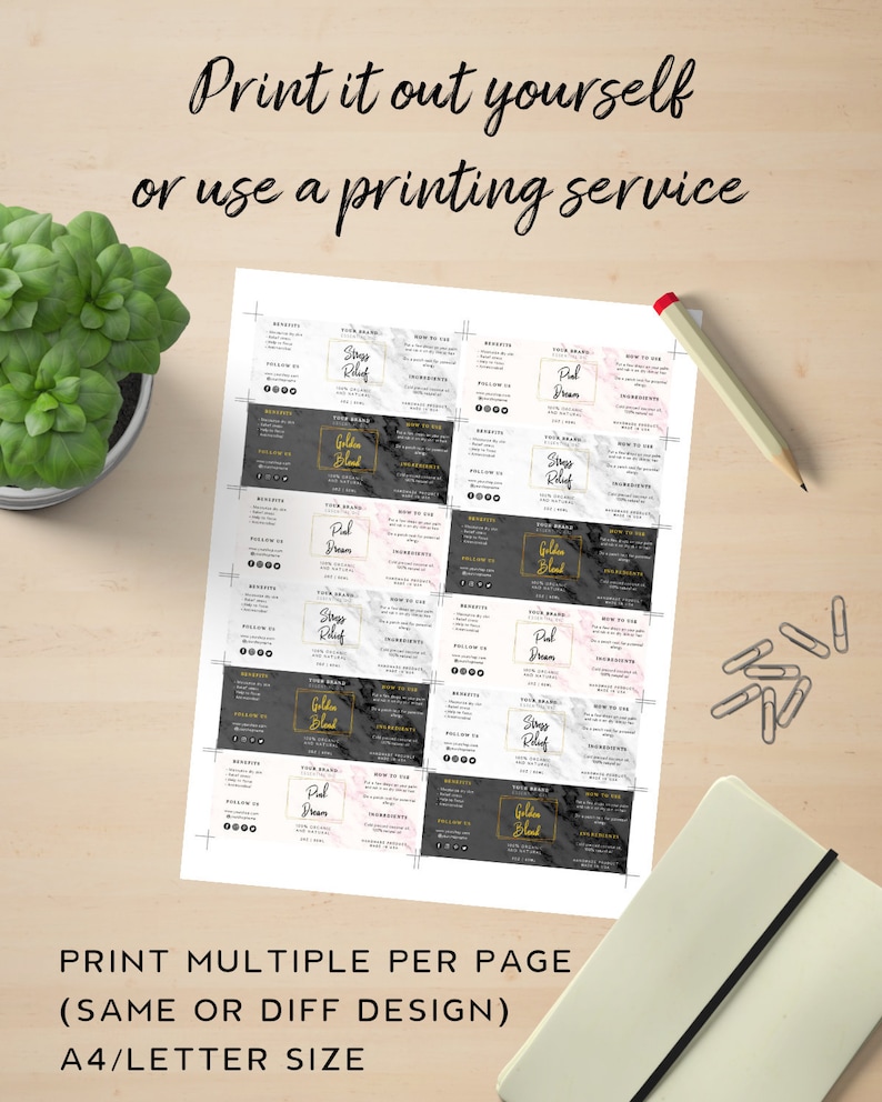 Marble Dropper Bottle Labels Printable - Editable Product Label ...