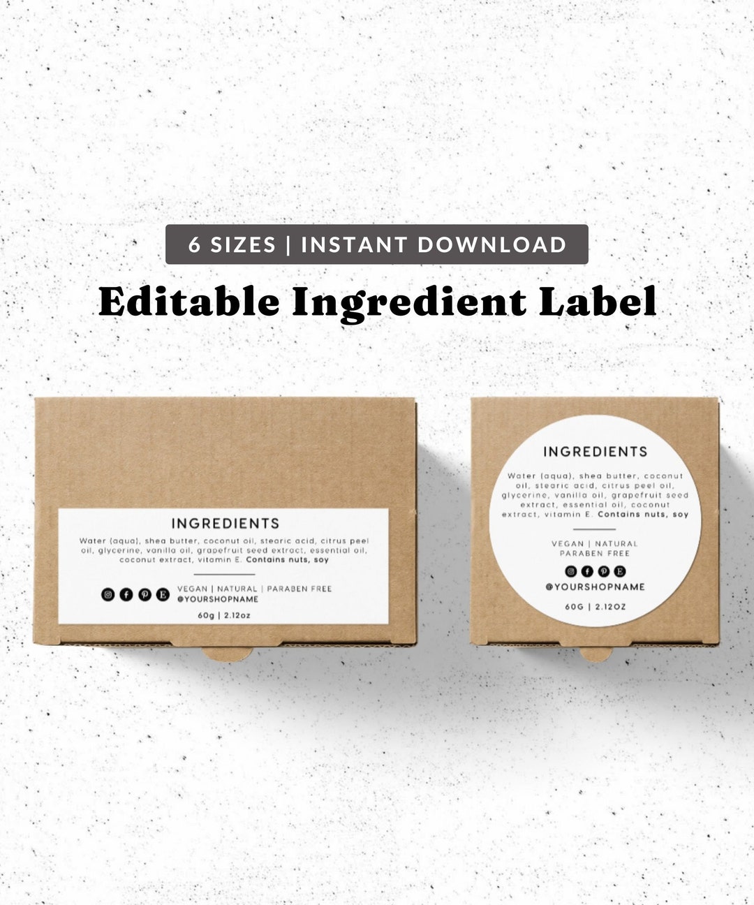 Minimalist Ingredient Label Template - Editable Packaging Sticker ...