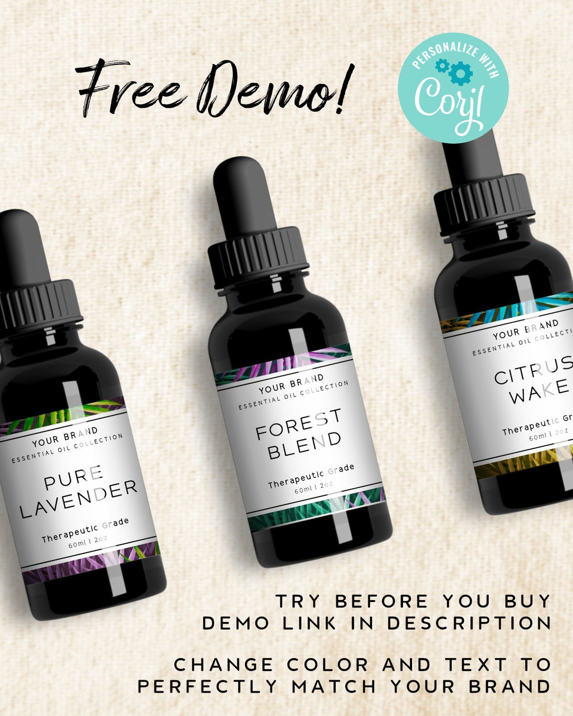 DIY Bottle Label Floral Essential Oil Label Template Leaf - Etsy