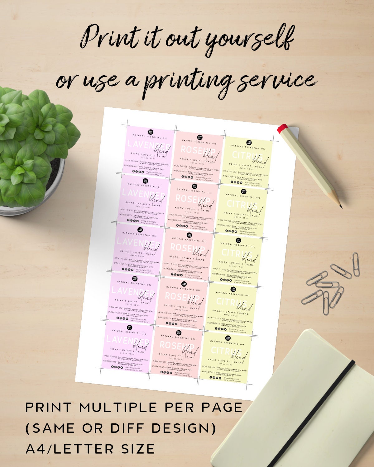 Printable Roll on Label Template Custom Product Label | Etsy
