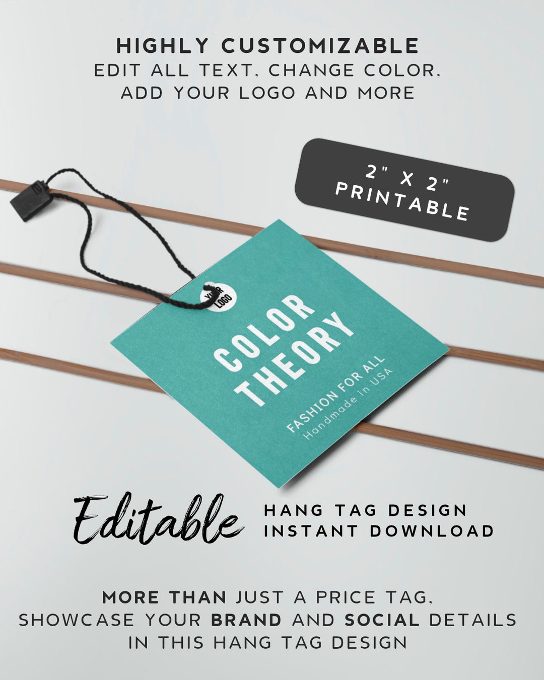Printable Hang Tag Template - Blue Product Tag Template for Small ...