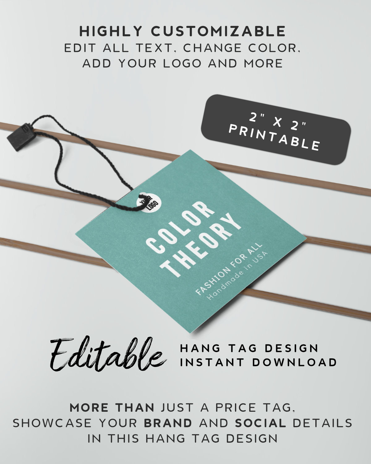 Printable Hang Tag Template - Blue Product Tag Template for Small ...