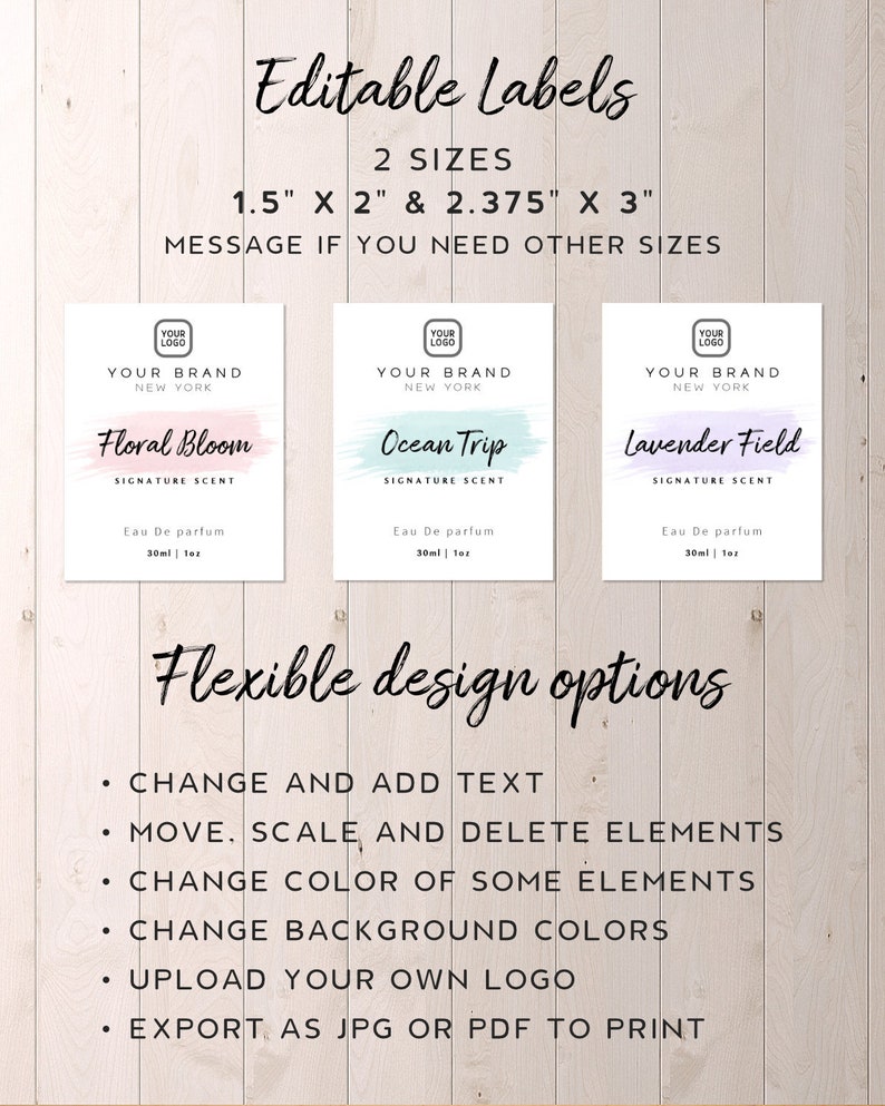 Editable Bottle Label Corjl Template Perfume Bottle Sticker - Etsy