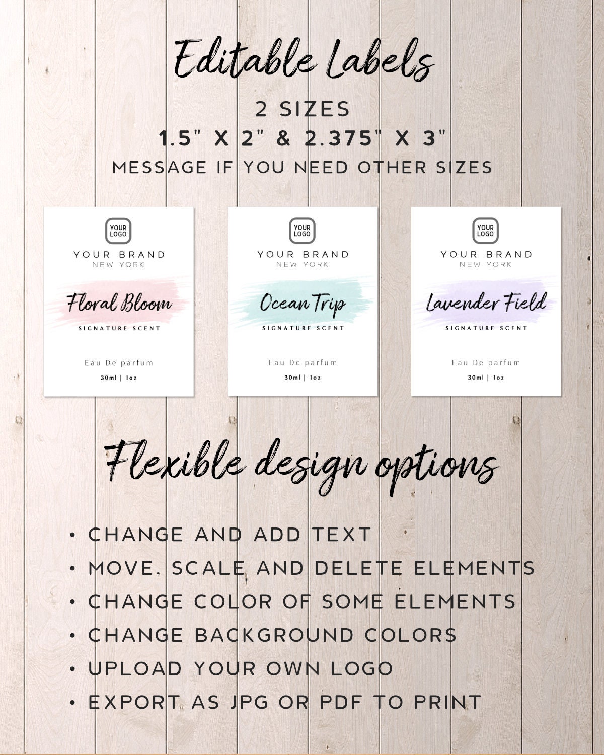 Editable Bottle Label Corjl Template Perfume Bottle Sticker | Etsy