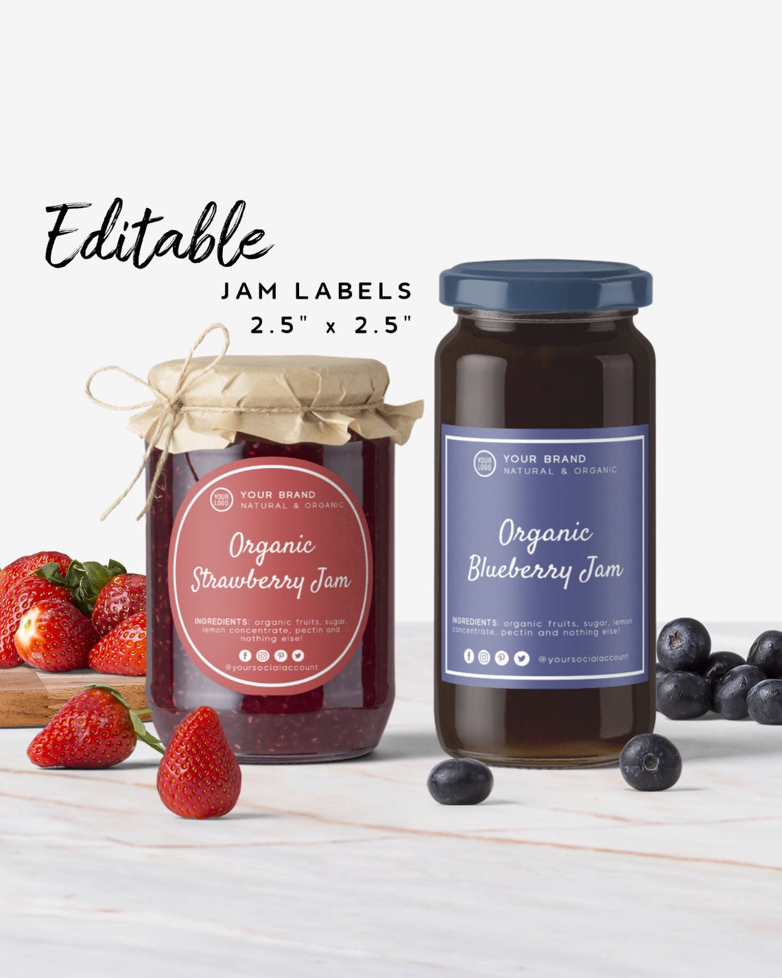 Editable Jam Label Template Sauce Mason Jar Sticker Round - Etsy