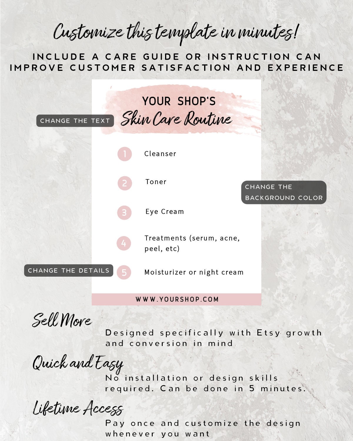 Skin Care Routine Card Insert - Face Care Instruction, Cosmetic Care ...