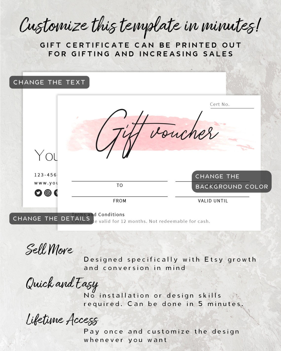 Printable Gift Card Template DIY Shop Voucher Template - Etsy