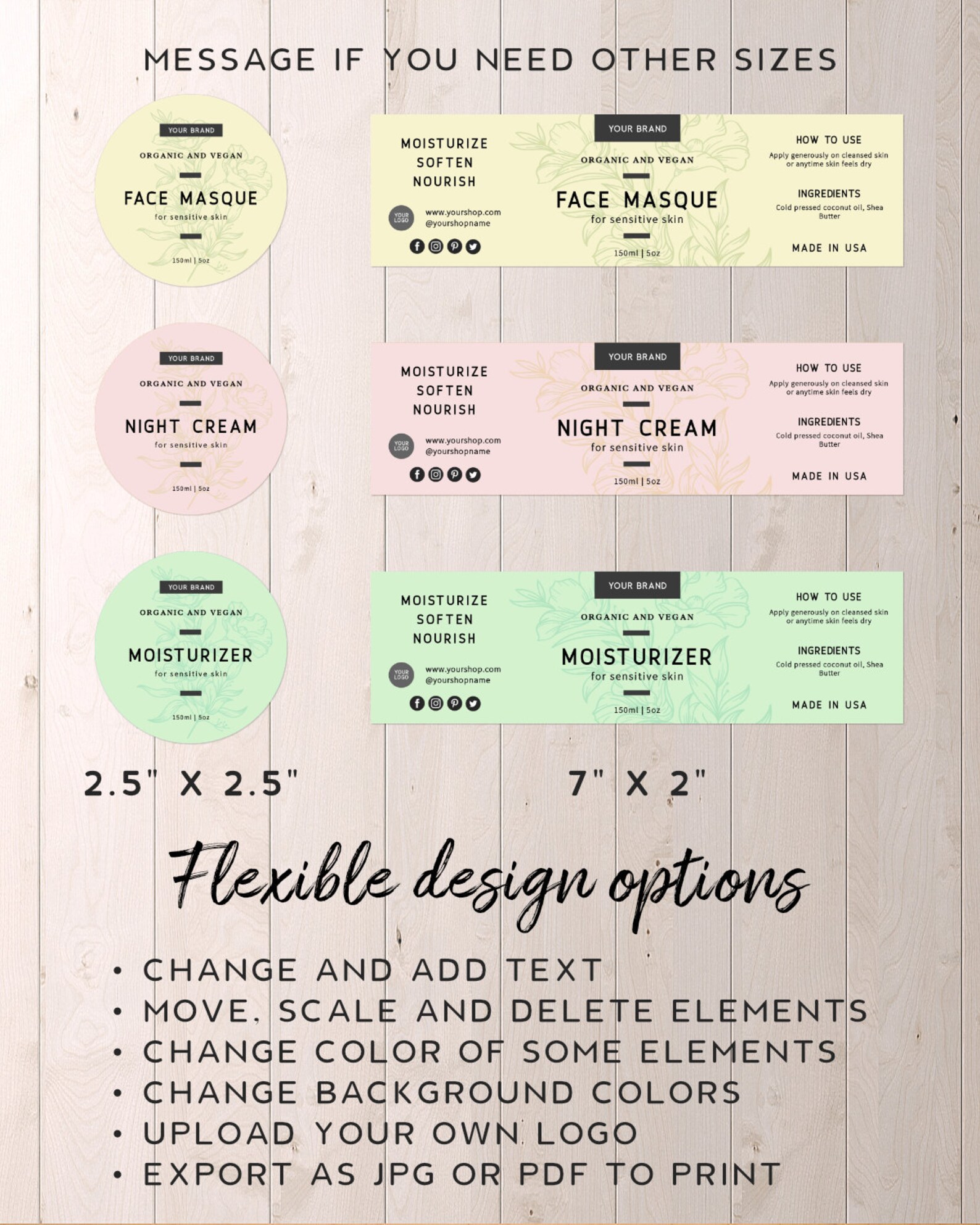 Premade Jar Labels With Round Lid Label - Product Label With Social ...