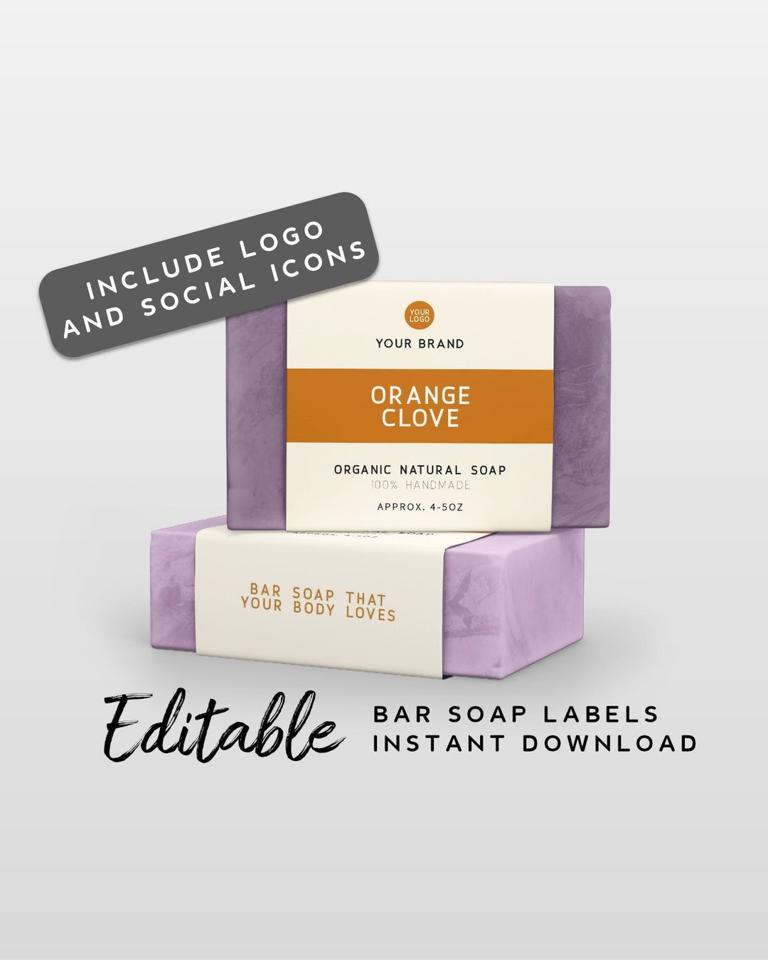 Bar Soap Wrapper Label - Editable Wrap Label, Stylish Product Label ...