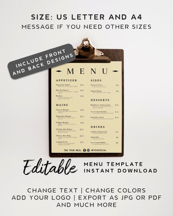 Capa De Design De Menu De Restaurante