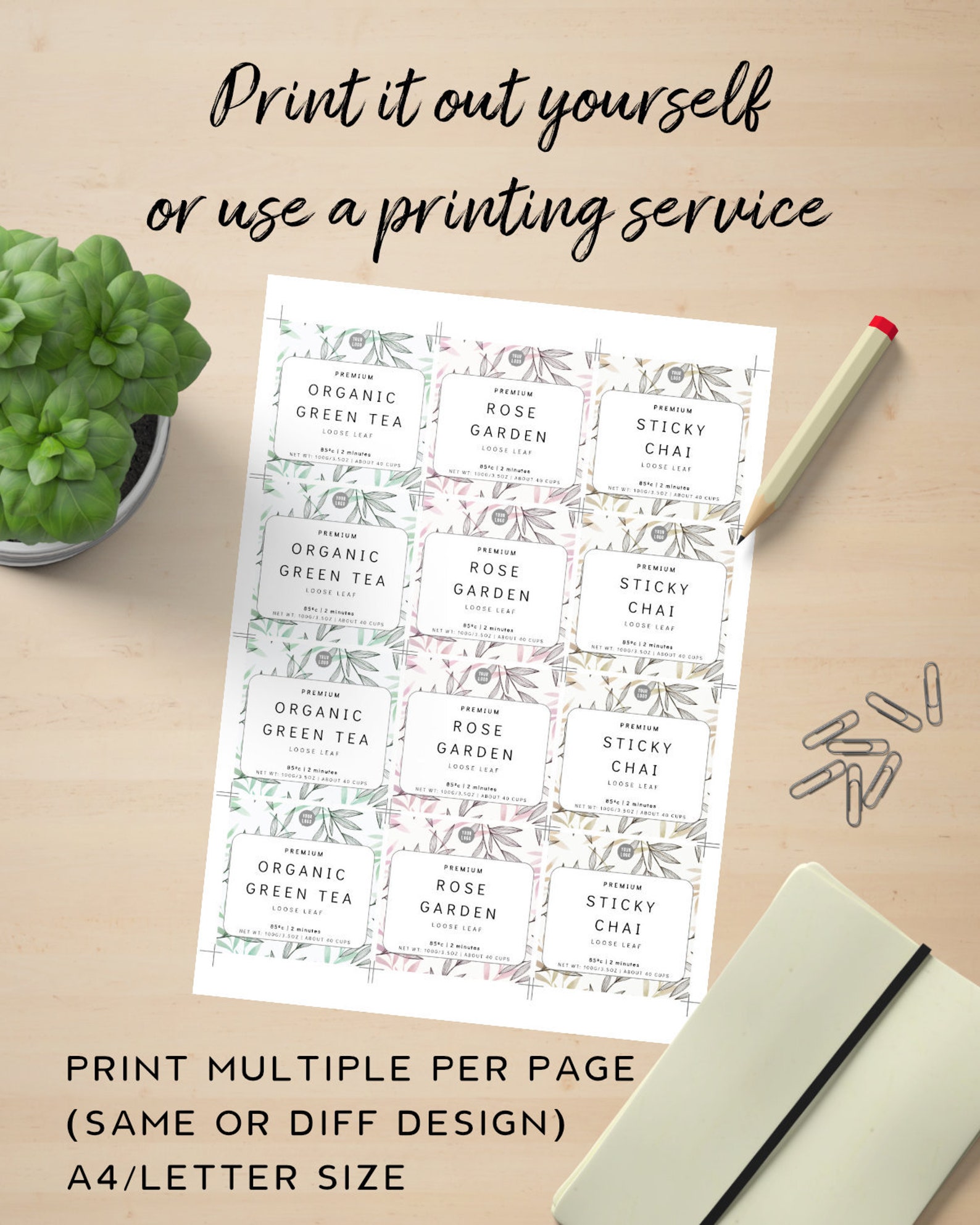 Printable Label Sticker Template Square Label Design Bag | Etsy