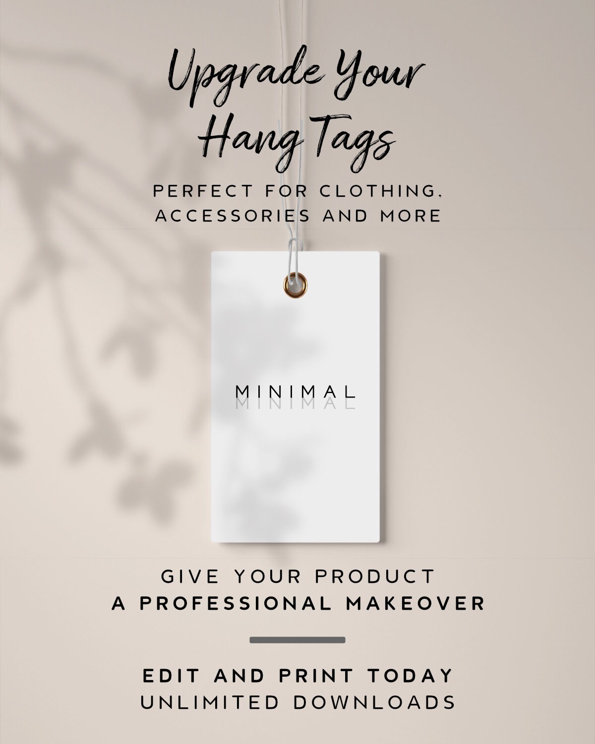 Printable Hang Tag Template Minimalist Tag Design DIY | Etsy