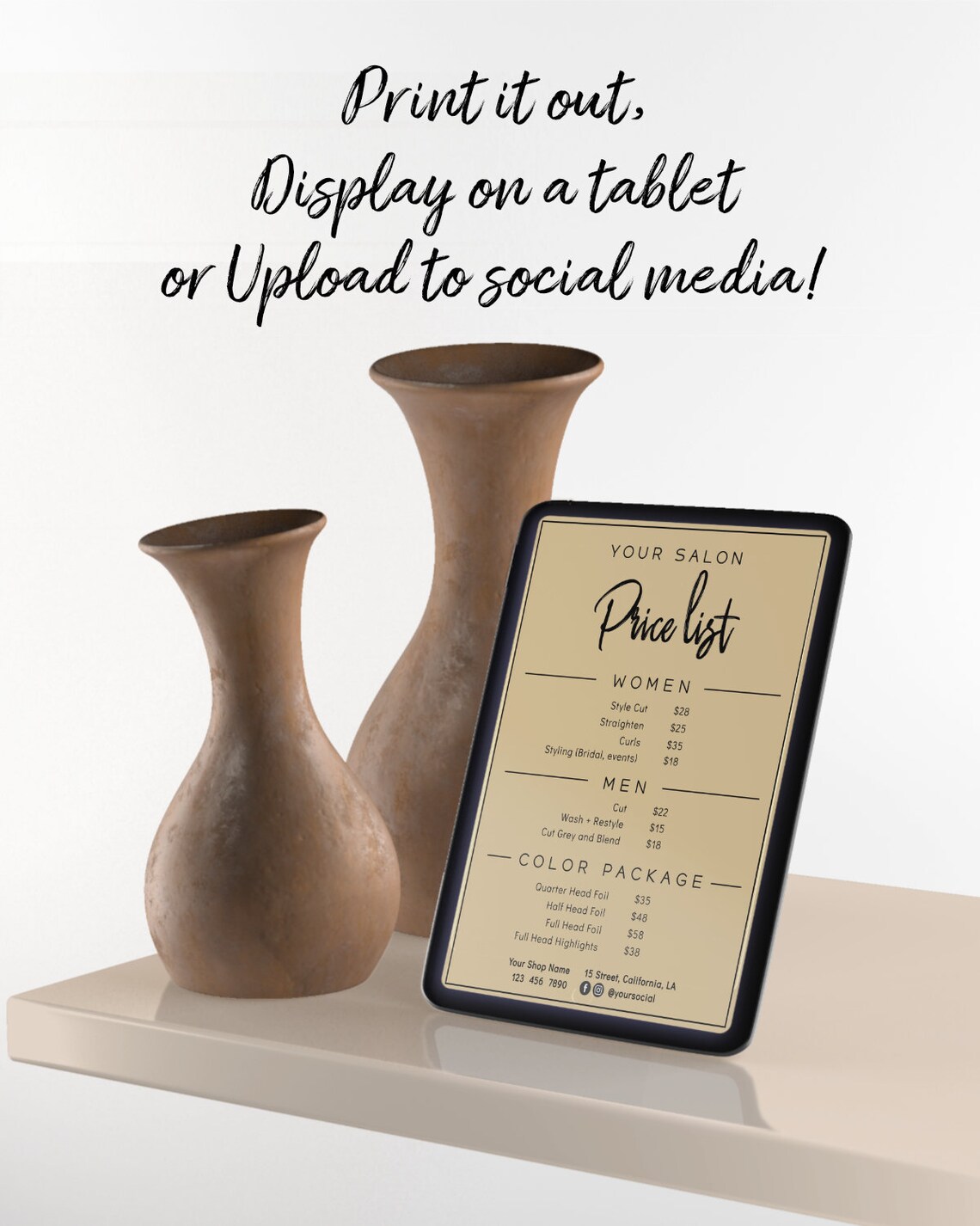 Premade Price List Template Printable - Small Business Printable, DIY ...