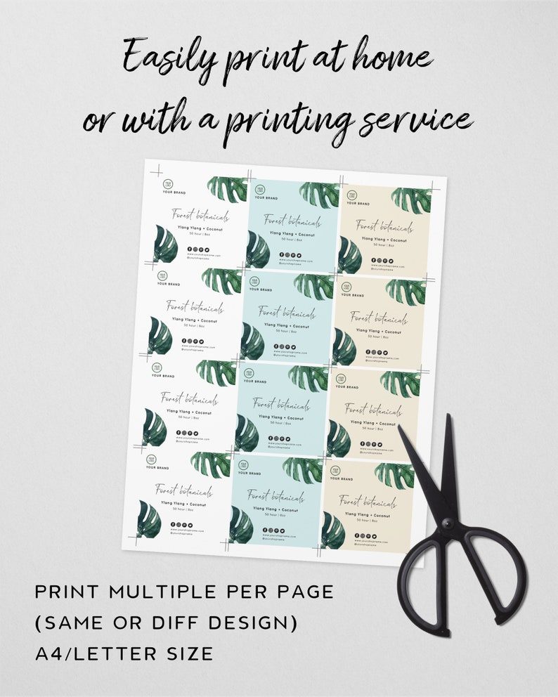 Botanic Candle Label Template - Green Candle Jar Label Template, Custom ...