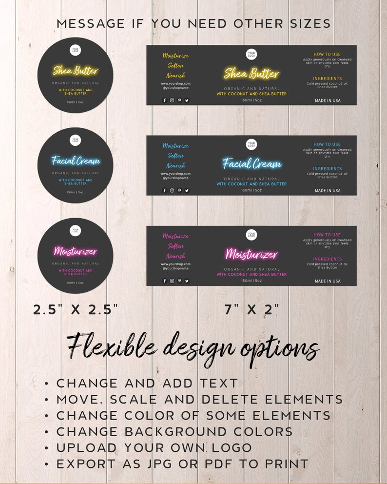 Neon Sign Product Label Black Label for Jars DIY Label | Etsy