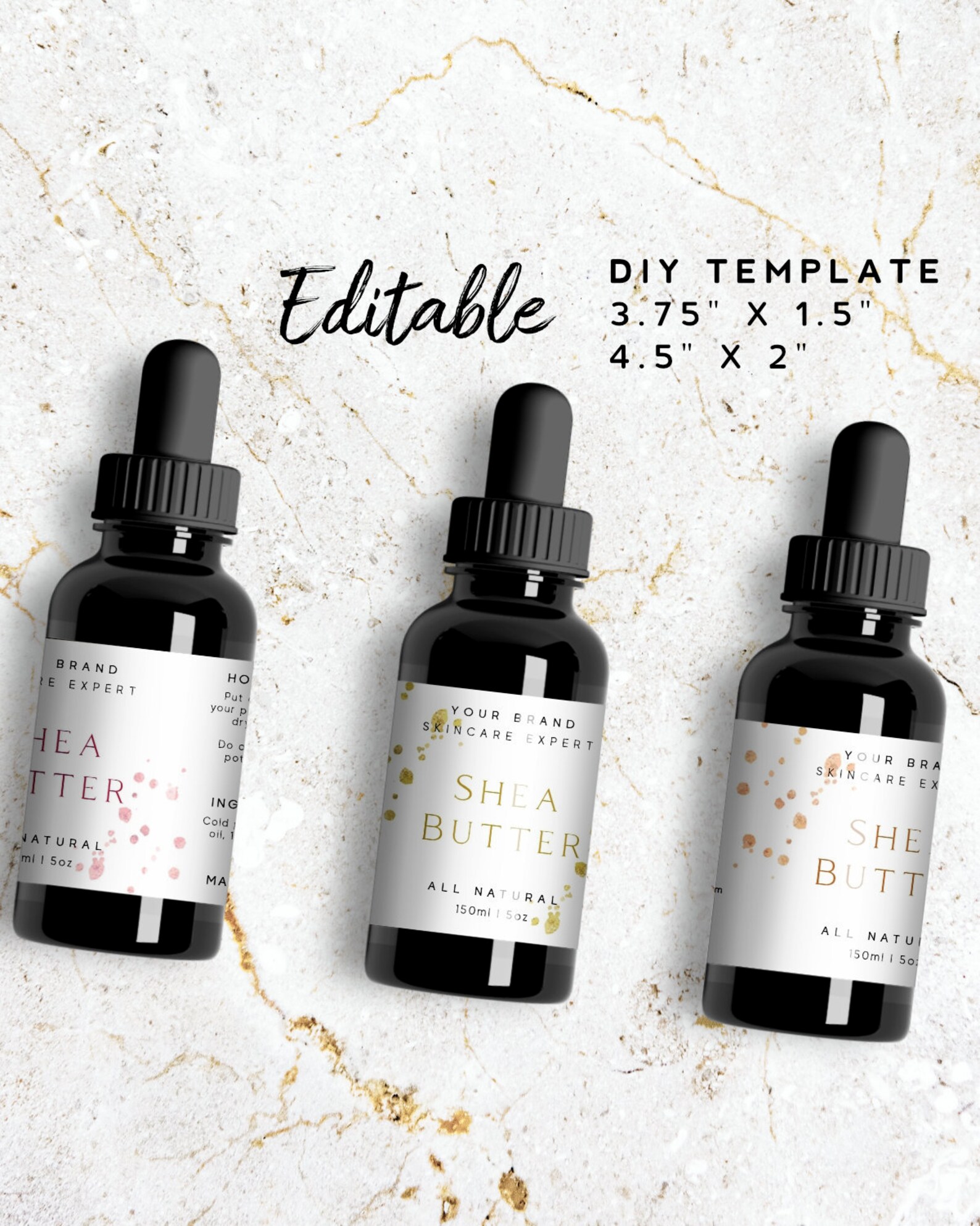 Gold Bottle Label Template Dropper Label Design Download - Etsy