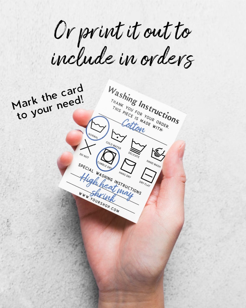 Editable Washing Instruction Template - Laundry Symbol Card, Clothing ...