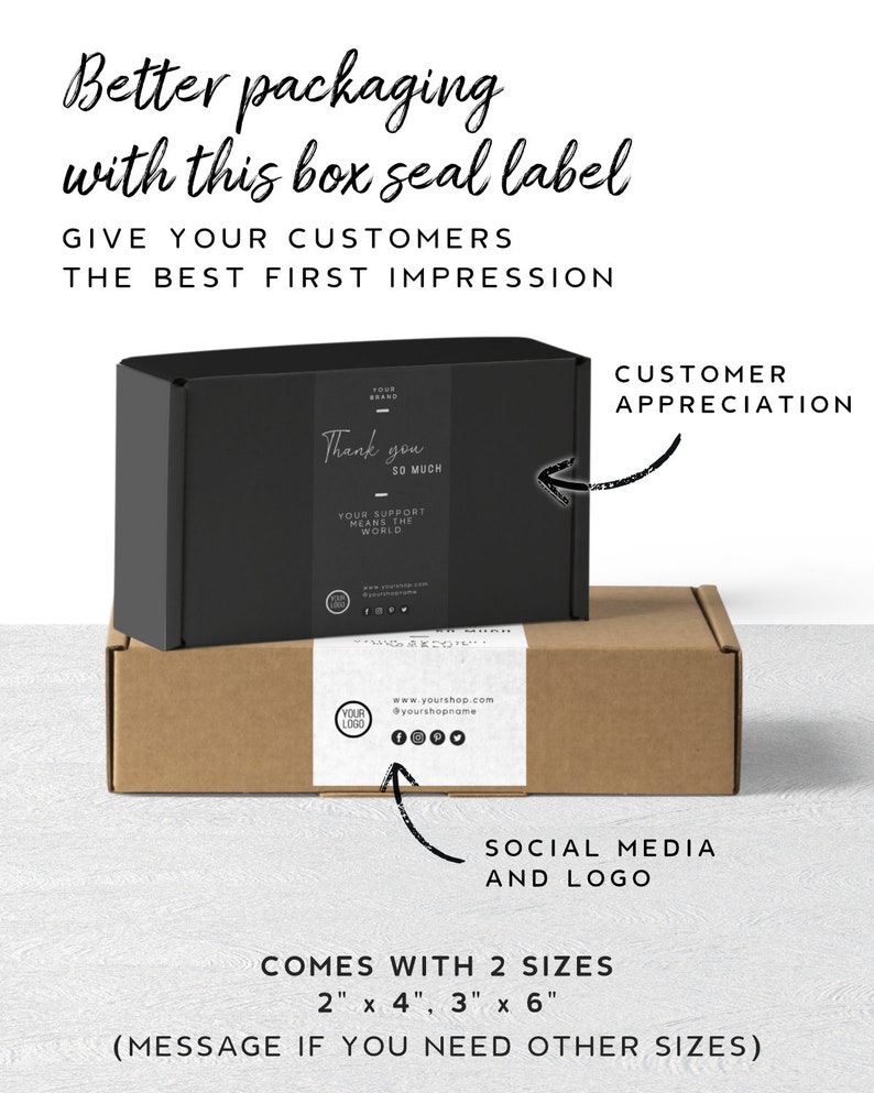 Minimal Box Seal Sticker Packaging Design Editable Box Label | Etsy
