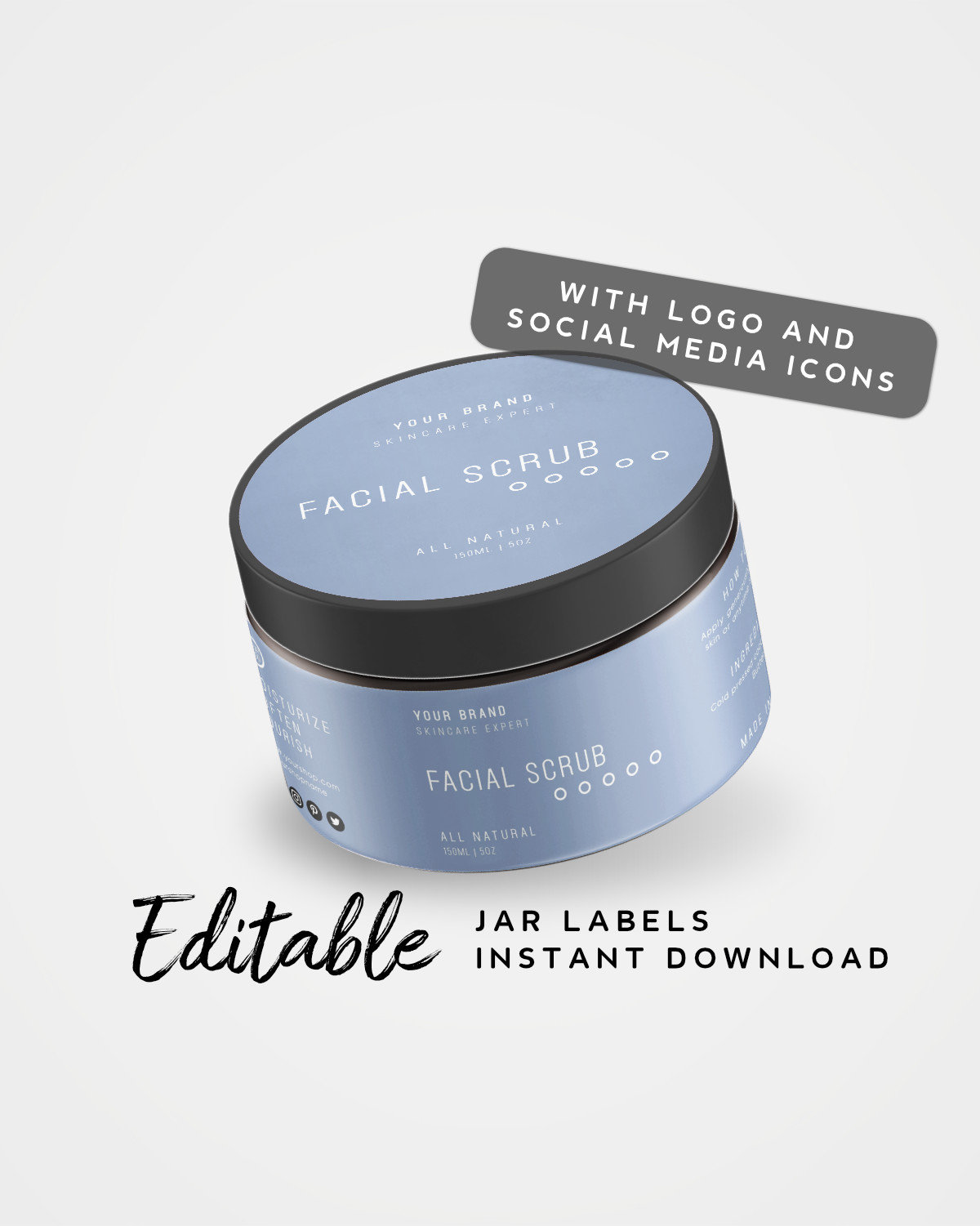 Minimalist Label Design DIY Blue Label Jar Design Skincare - Etsy